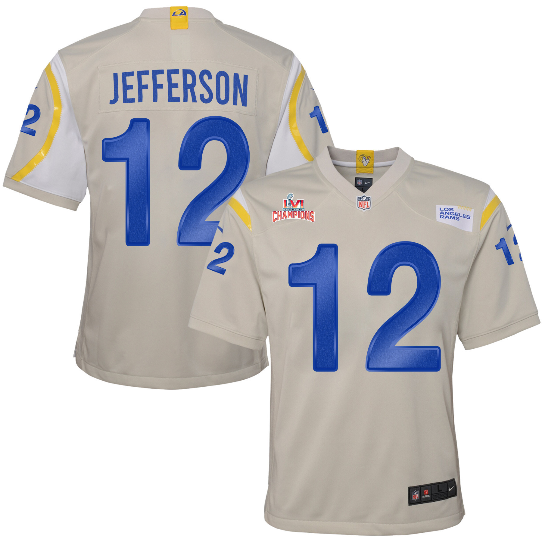 Super Bowl LVI Champions Los Angeles Rams Van Jefferson 12 Bone Youth's ...