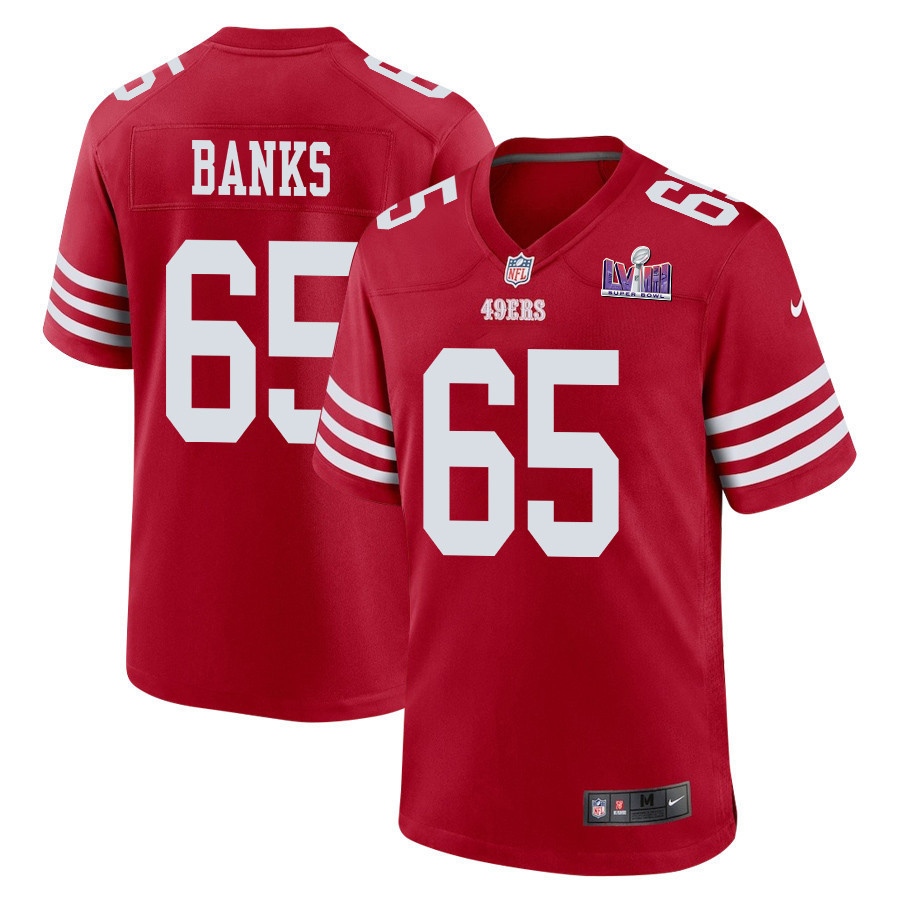Aaron Banks 65 San Francisco 49ers Super Bowl LVIII Patch Game Men ...